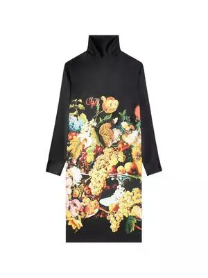 Dries Van Noten Printed Silk Dress - Black