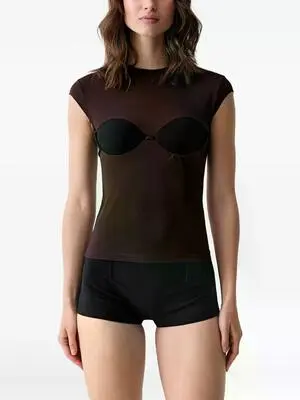 MAISON MARGIELA Bra-overlay Cap-sleeve Top - Brown