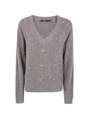 Seventy Crystal-embellished V-neck Sweater - Neutrals