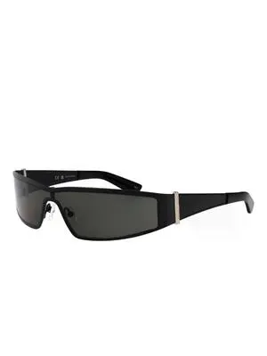Alexander McQueen Futuristic Wraparound Sunglasses - Black