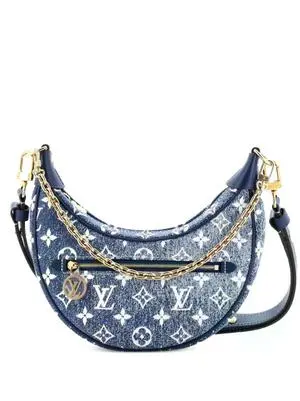 LOUIS VUITTON Loop Handbag Monogram Jacquard Denim Hobo Bag - Blue