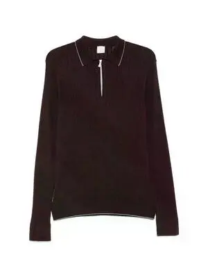 Eleventy Ribbed-knit Half-zip Polo Shirt