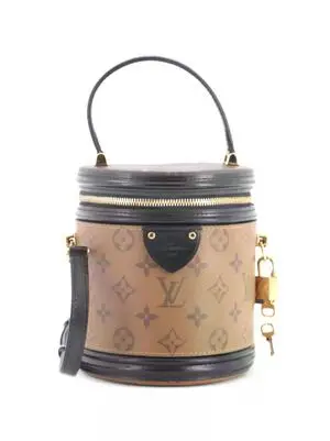 LOUIS VUITTON Cannes Handbag Reverse Monogram Canvas Satchel Brown