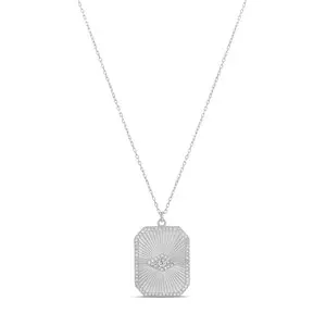SHYMI Fluted Rectangle Evil Eye Disk Necklace - Silver