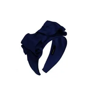 SIBI HATS Catch Me Navy Silk Bow Headband - Blue