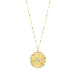 SHYMI Fluted Round Evil Eye Disk Necklace - Gold