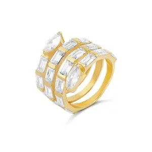 SHYMI Baguette Statement Swirl Ring - Gold Gold