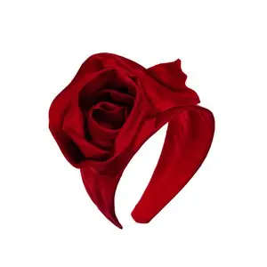 SIBI HATS Call Me Rosy Dark Silk Headband - Red