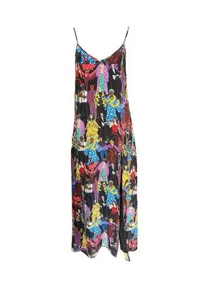 ANY OLD IRON Black / Red Multicolor Nola Heroes Long Dress - Black/red