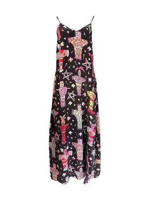 ANY OLD IRON Black / Pink Multicolor Voodoo Long Dress