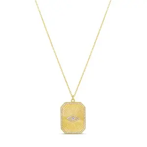 SHYMI Fluted Rectangle Evil Eye Disk Necklace - Gold