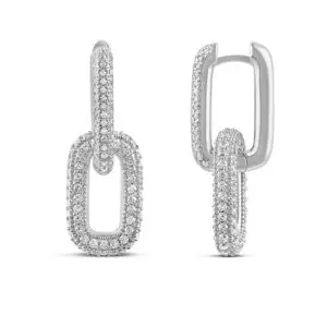 SHYMI Removable Link Pave Earrings - Silver