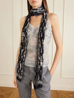 Alexander McQueen Printed Silk-plissé Scarf