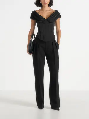 Manière De Voir Ursula Ruched Off-shoulder Corset Top