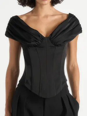 Manière De Voir Ursula Ruched Off-shoulder Corset Top