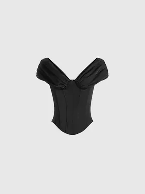 Manière De Voir Ursula Ruched Off-shoulder Corset Top