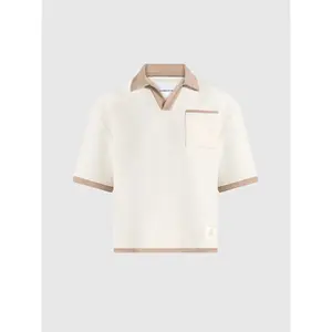 Manière De Voir Brice Boxy Crochet Detail Polo Shirt - Cream