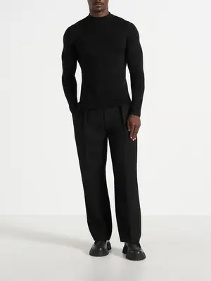 Manière De Voir Kw003 Fitted High Neck Wool Jumper - Black