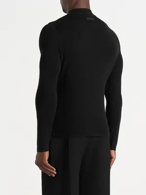 Manière De Voir Kw003 Fitted High Neck Wool Jumper - Black