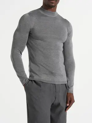 Manière De Voir Kw003 Fitted High Neck Wool Jumper - Grey