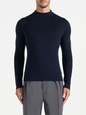 Manière De Voir Kw003 Fitted High Neck Wool Jumper - Navy