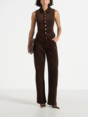 Manière De Voir Nancy Corduroy Cinched Waistcoat With Point Collar