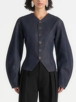 Manière De Voir Aya Denim Hourglass Jacket - Indigo
