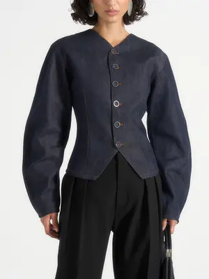 Manière De Voir Aya Denim Hourglass Jacket - Indigo