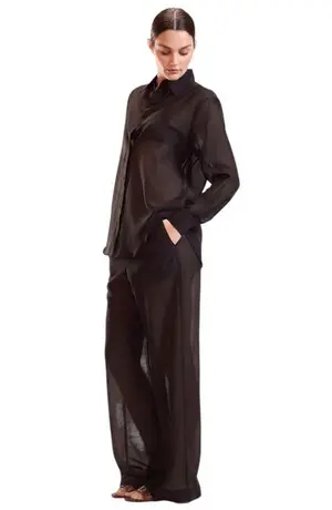 Cynthia Rowley Salina Sheer Shirt - Black