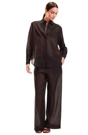Cynthia Rowley Salina Sheer Shirt - Black