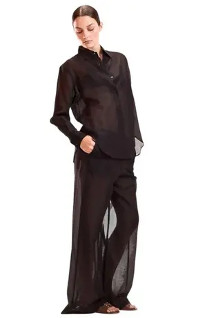 Cynthia Rowley Salina Sheer Shirt - Black