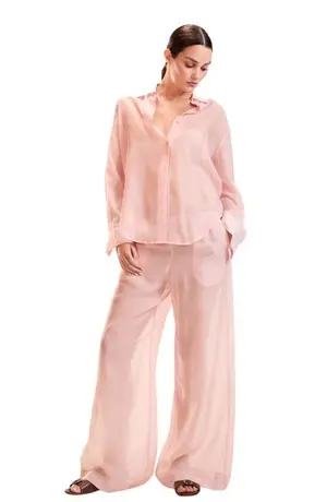 Cynthia Rowley Salina Sheer Shirt - Pink