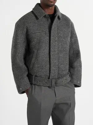 Manière De Voir Ezra Wool Belted Bomber Jacket - Grey