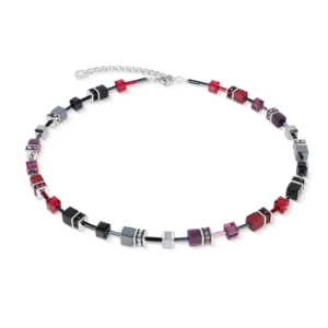 COEUR DE LION Geocube® Iconic Necklace - Ruby Noir Silver