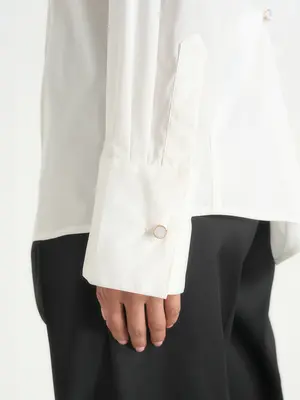 Manière De Voir Hope Oversized Pleated Tuxedo Cotton Shirt
