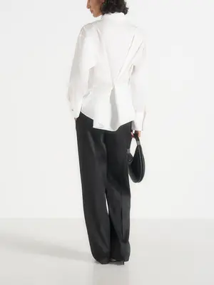 Manière De Voir Hope Oversized Pleated Tuxedo Cotton Shirt