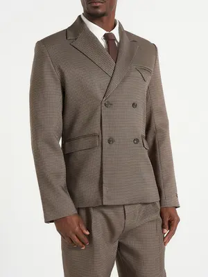 Manière De Voir Didier Houndstooth Double Breasted Blazer - Brown