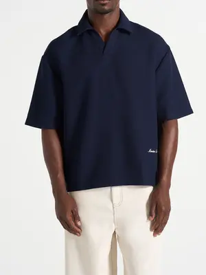 Manière De Voir Joss Boxy Signature Polo Shirt - Navy