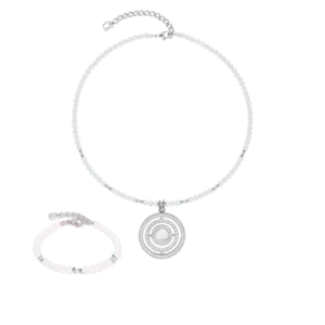 COEUR DE LION Necklace Amulet Modern Icon - Pearl Silver