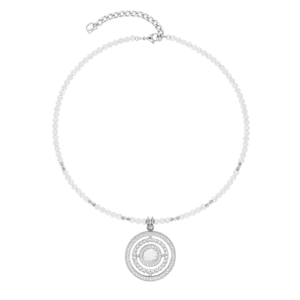 COEUR DE LION Necklace Amulet Modern Icon - Pearl Silver