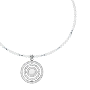COEUR DE LION Necklace Amulet Modern Icon - Pearl Silver