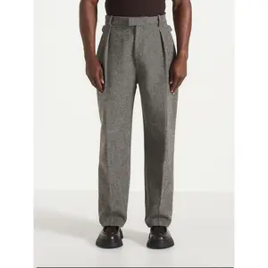 Manière De Voir Dorian Wool-blend Herringbone Pleated Trousers - Grey