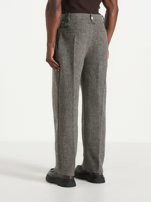 Manière De Voir Dorian Wool-blend Herringbone Pleated Trousers