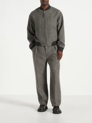 Manière De Voir Dorian Wool-blend Herringbone Pleated Trousers
