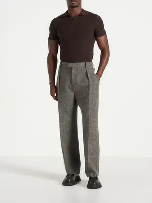 Manière De Voir Dorian Wool-blend Herringbone Pleated Trousers