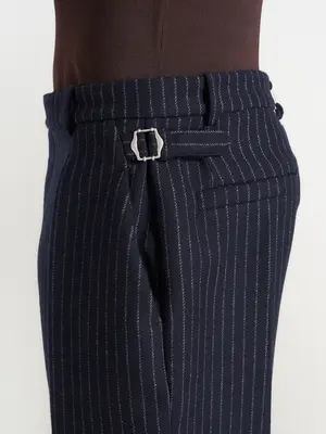 Manière De Voir Dorian Wool Pinstripe Pleated Trousers - Navy
