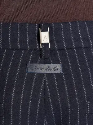 Manière De Voir Dorian Wool Pinstripe Pleated Trousers - Navy
