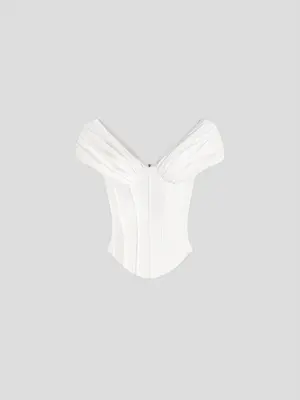 Manière De Voir Ursula Ruched Off-shoulder Cotton Corset Top
