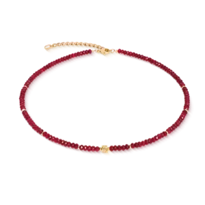 COEUR DE LION Necklace Hammered Cube - Ruby Gold
