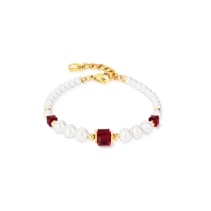 COEUR DE LION Cocktail Pearls Bracelet Dark Red
